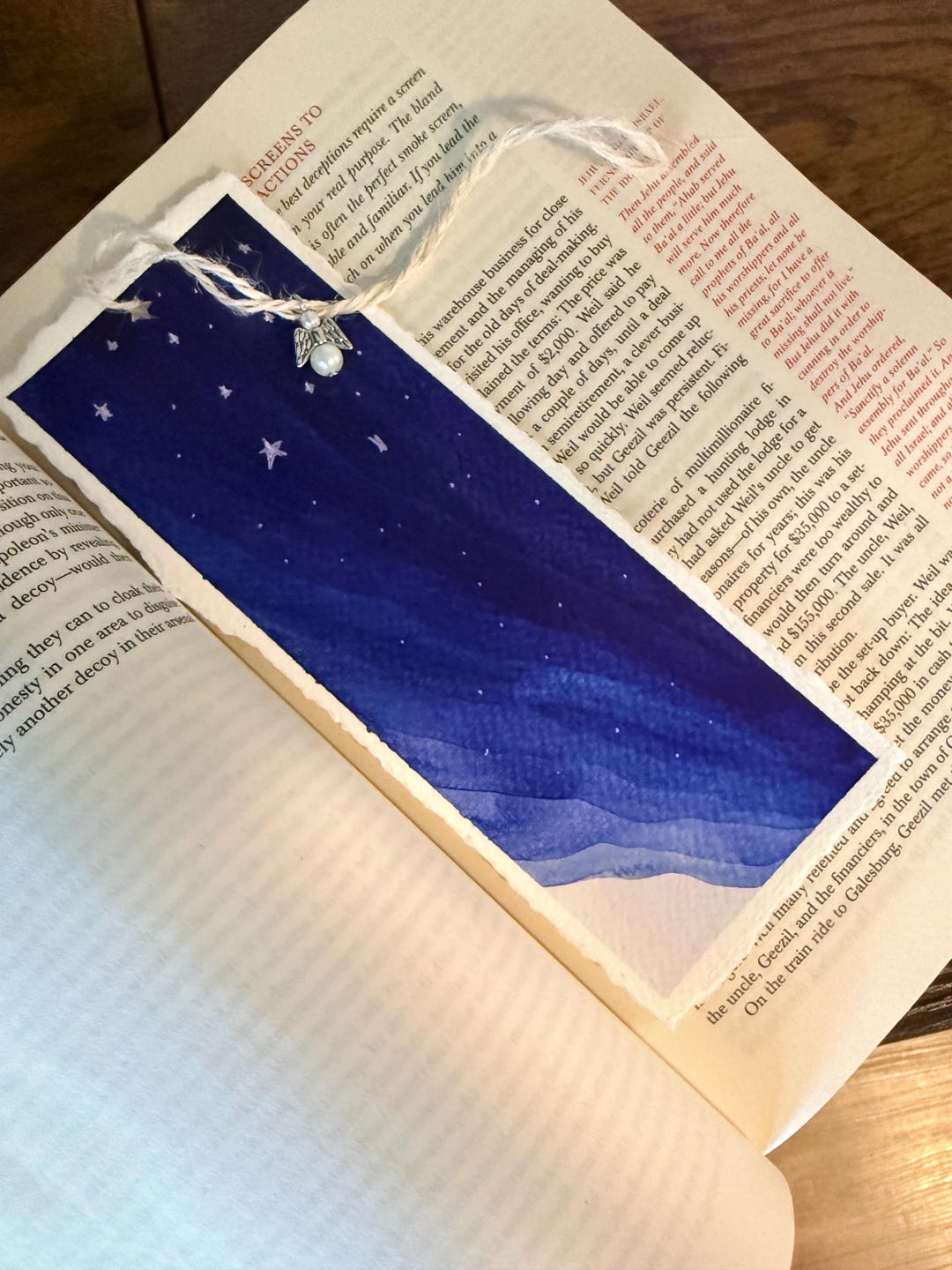 Handmade Watercolor Bookmark – Deep Blue Night Sky With Stars ...