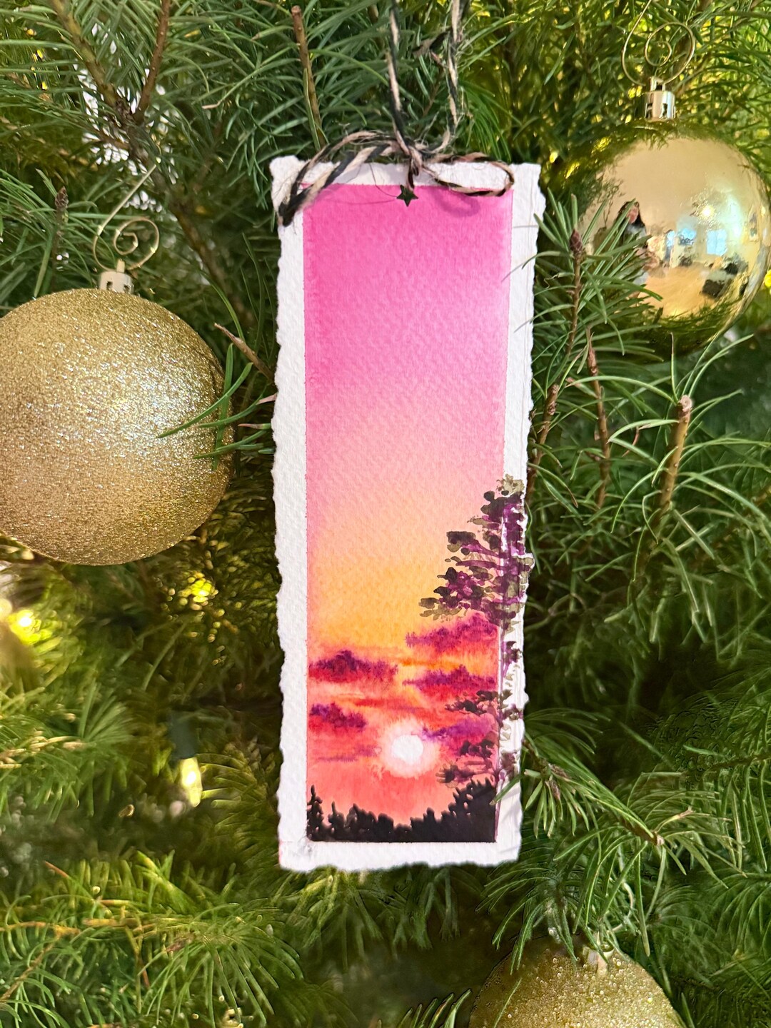 Sunset Forest Watercolor Bookmark – Hand-painted Gift for Book Lovers ...