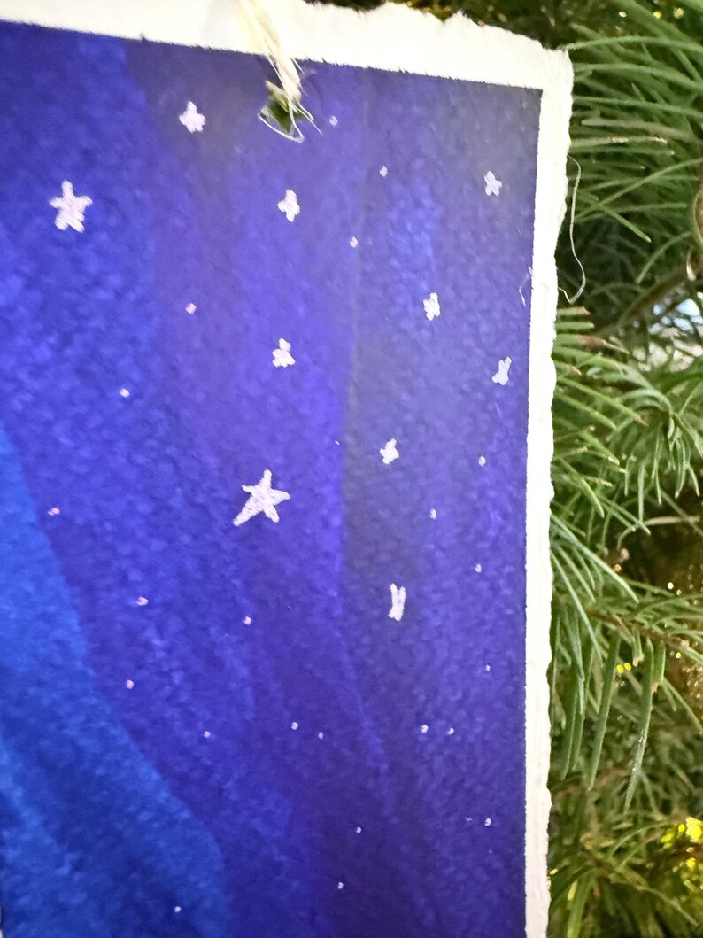 Handmade Watercolor Bookmark – Deep Blue Night Sky With Stars ...