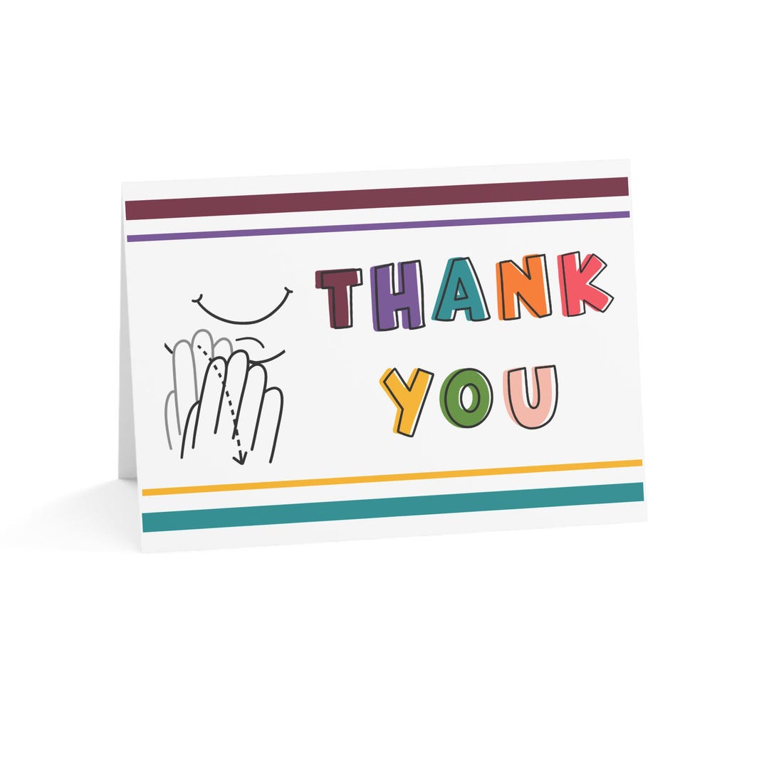 Colorful ASL Thank You Card | Greeting Cards - Etsy