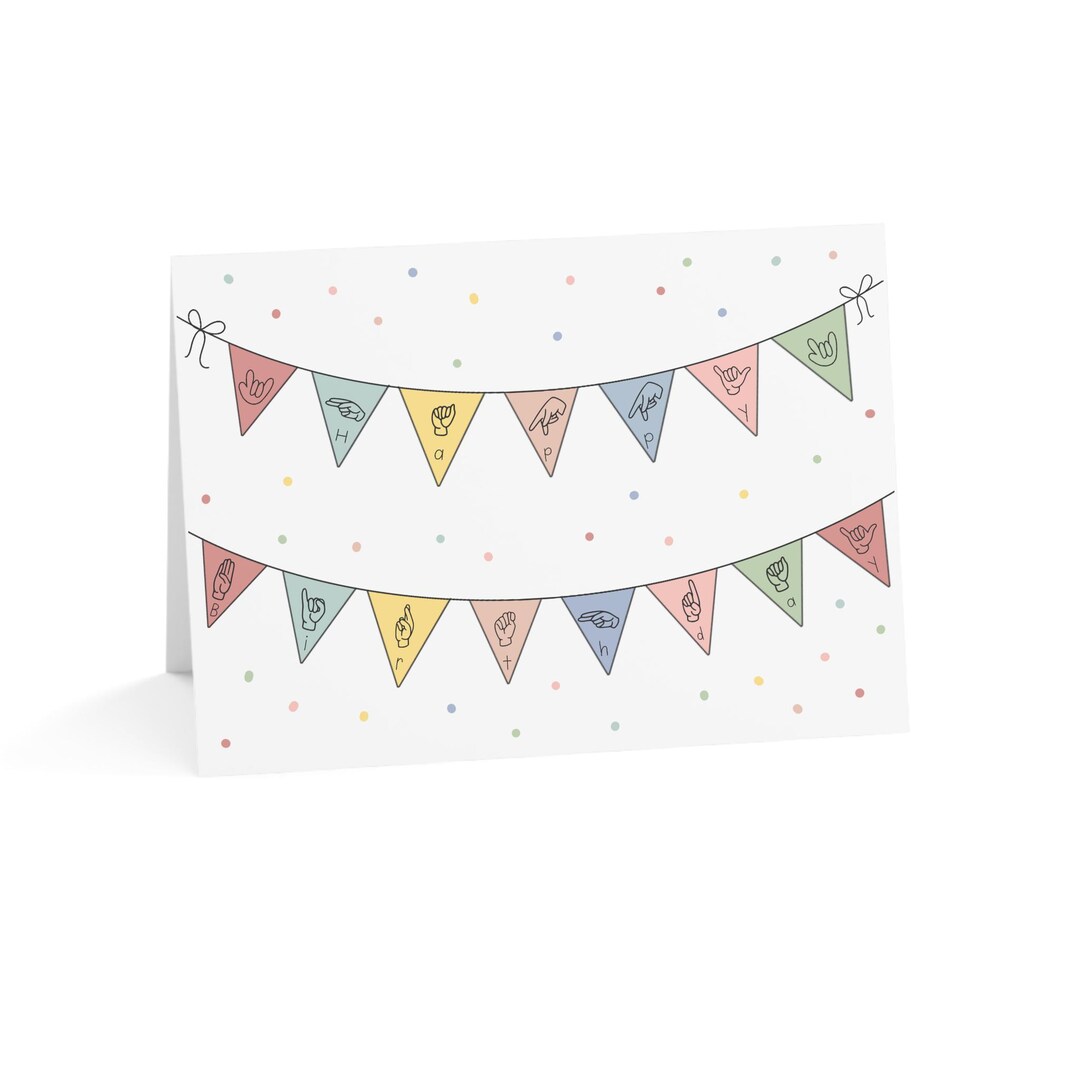 Boho ASL Banner Birthday Card | Greeting Cards Pack - Etsy