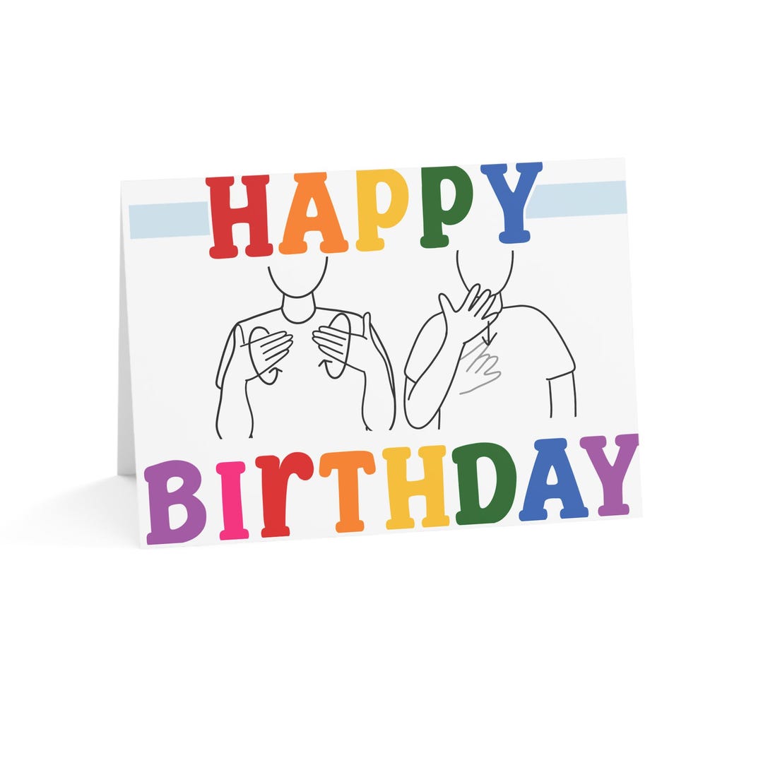 Rainbow ASL Happy Birthday Card | Greeting Card - Etsy