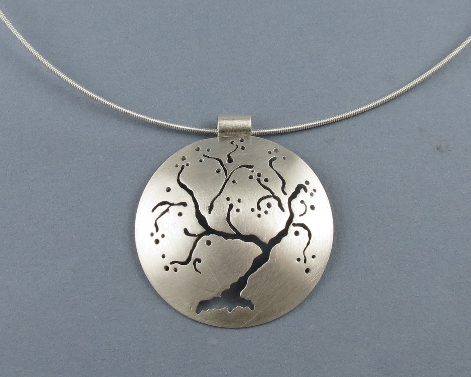 Sterling Silver Cherry Tree Pendant Handmade - Etsy