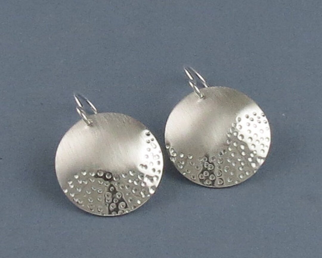 Zen Silver Small Round Earrings, round Sand Earrings - Etsy UK