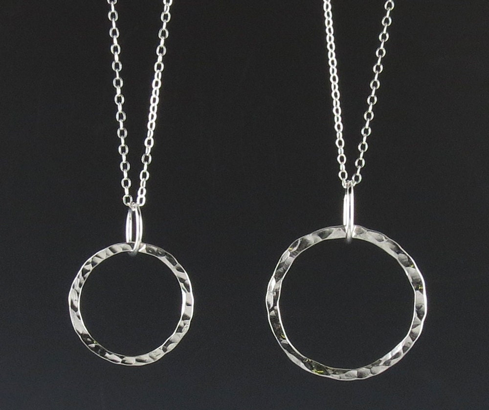 Simple Hammered Sterling Silver Circle Pendant-two Sizes - Etsy