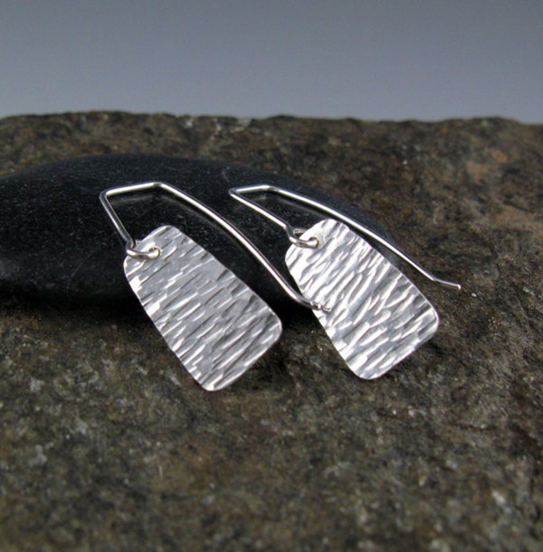 Small Textured Sterling Silver Earrings-handmade - Etsy