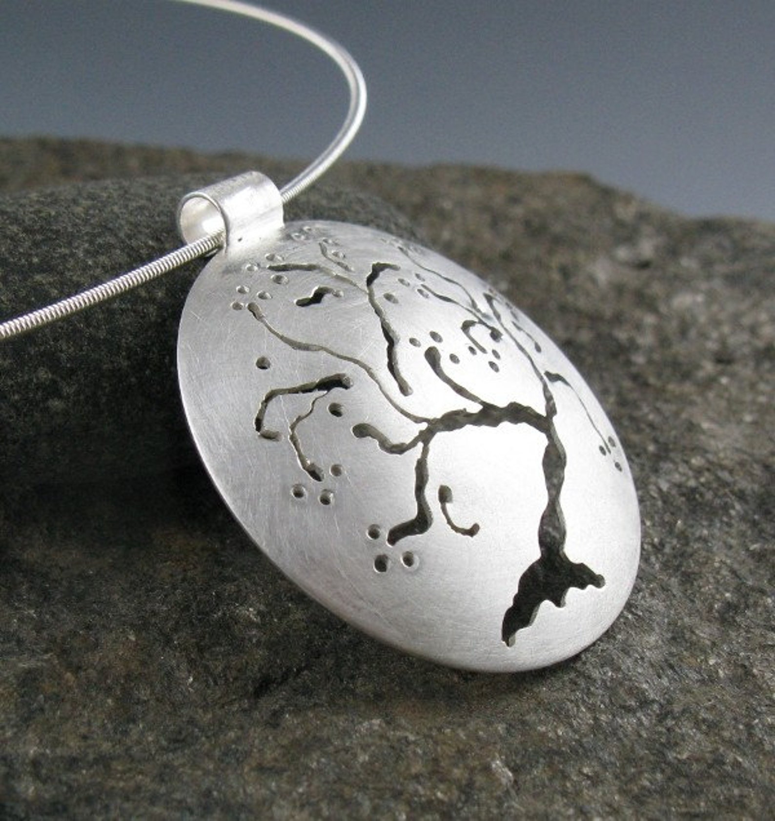 Sterling Silver Cherry Tree Pendant Handmade - Etsy