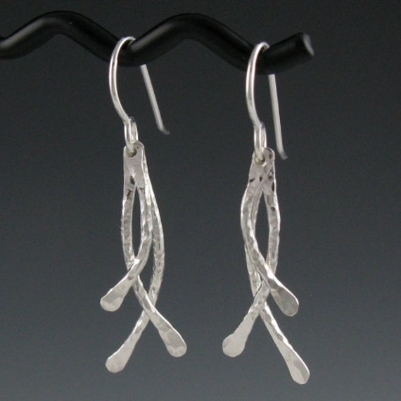 Sterling Silver Twig Earrings Handmade | Etsy