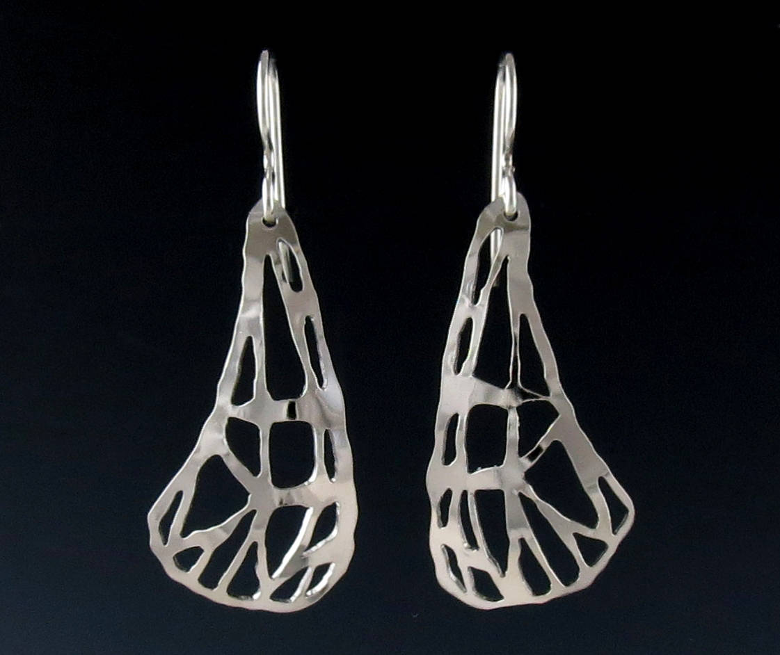 Sterling Silver Moth Butterfly Wing Earrings - Etsy