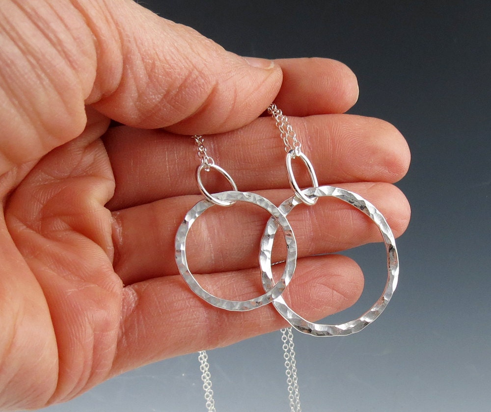 Simple Hammered Sterling Silver Circle Pendant-two Sizes - Etsy