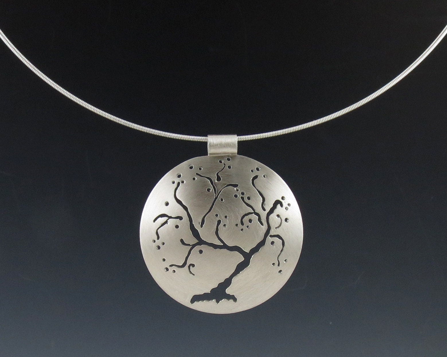 Sterling Silver Cherry Tree Pendant Handmade - Etsy