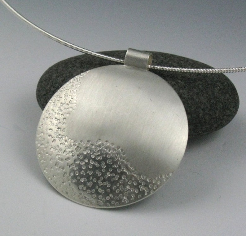 Large Zen Silver Pendant With Sand Texture, "zen Round Pendant" - Etsy