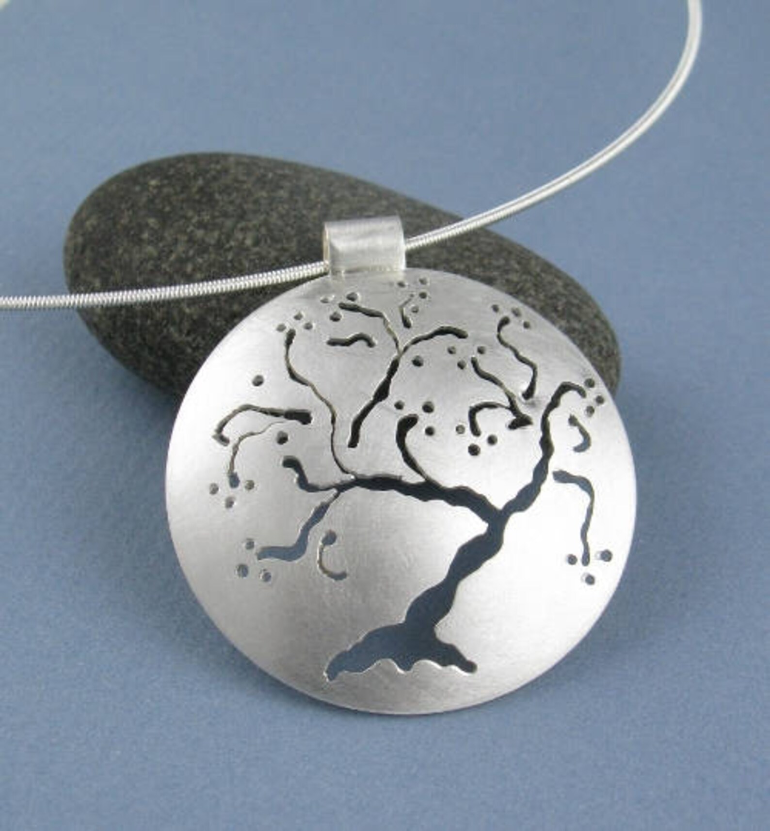 Sterling Silver Cherry Tree Pendant Handmade - Etsy