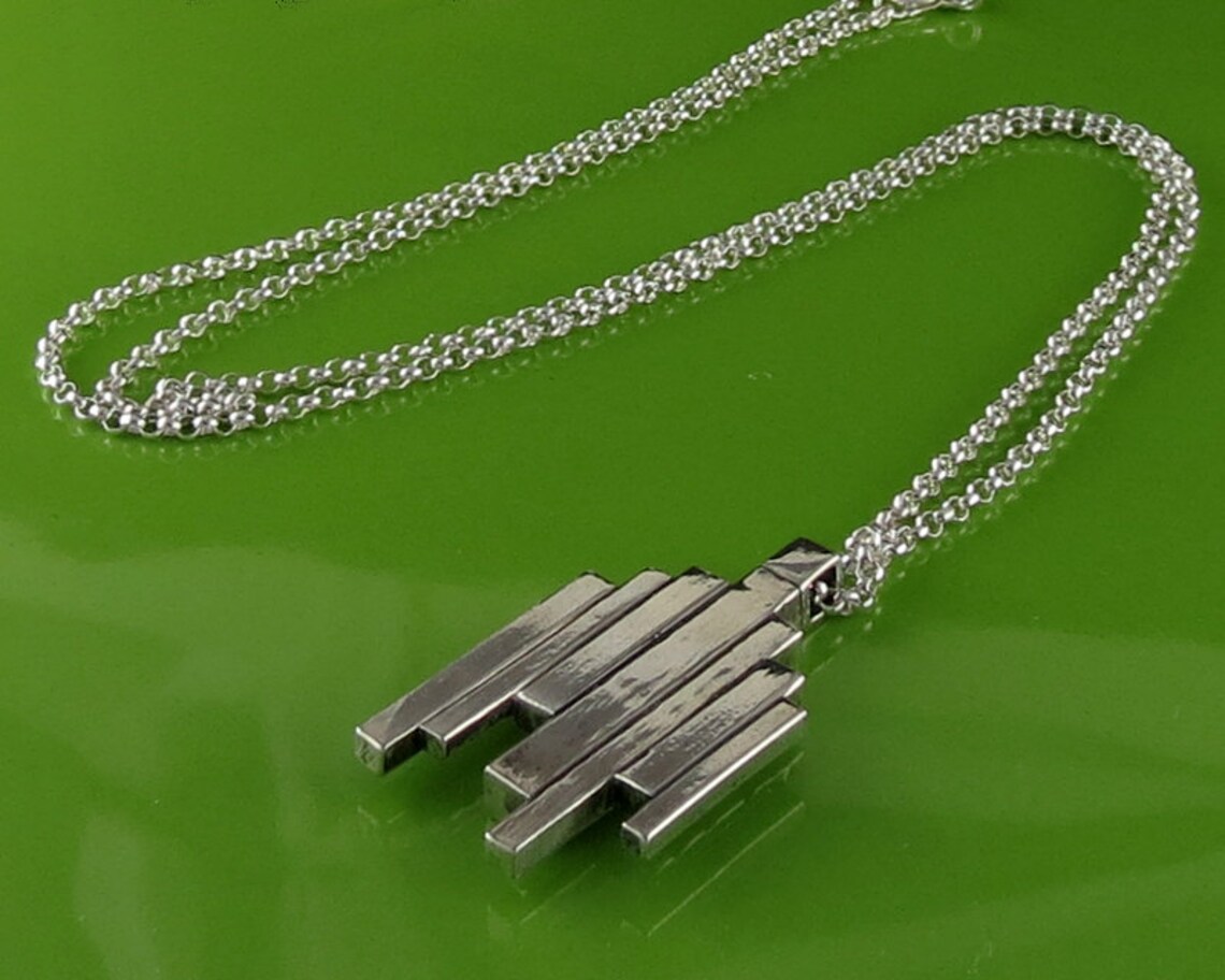 Modern Sterling Silver Geometric Architectural Pendant - Etsy