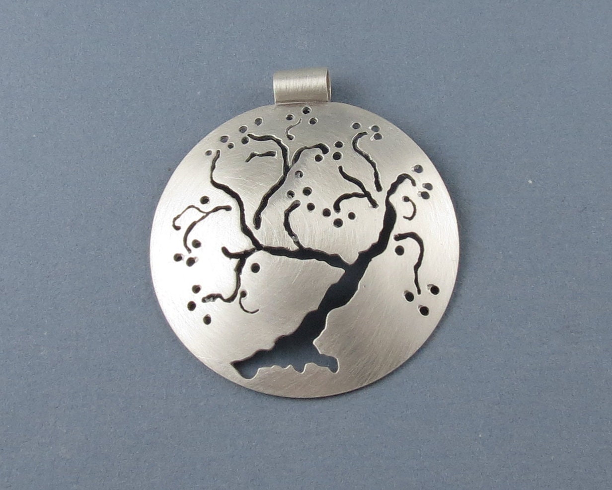 Sterling Silver Cherry Tree Pendant Handmade - Etsy