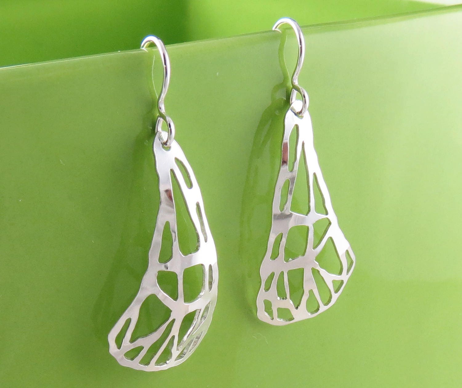 Sterling Silver Moth Butterfly Wing Earrings - Etsy