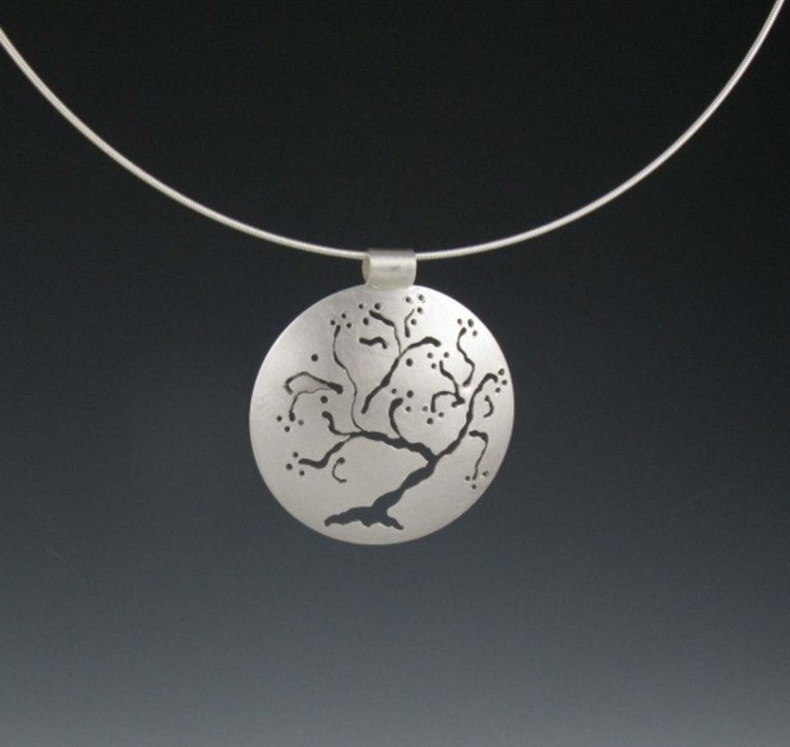 Sterling Silver Cherry Tree Pendant Handmade - Etsy