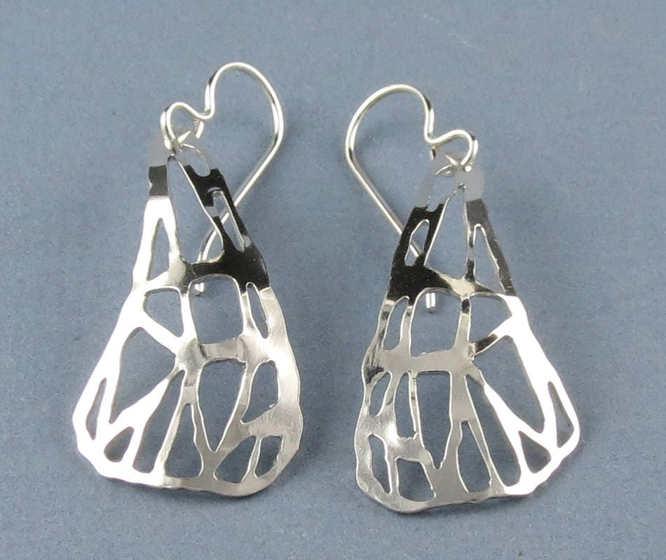 Sterling Silver Moth Butterfly Wing Earrings - Etsy