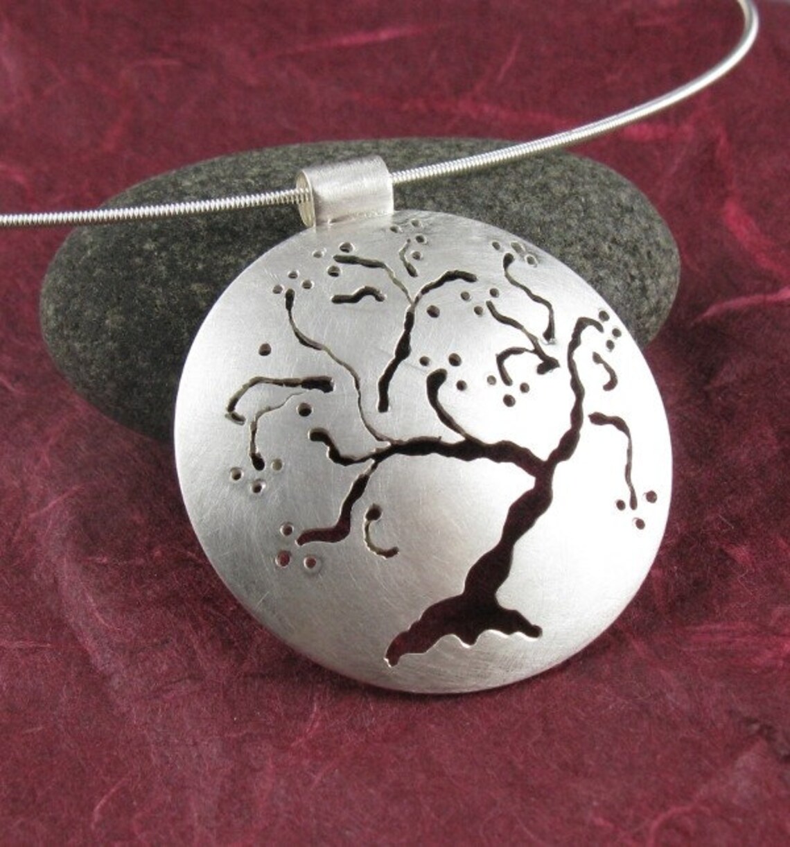 Sterling Silver Cherry Tree Pendant Handmade - Etsy