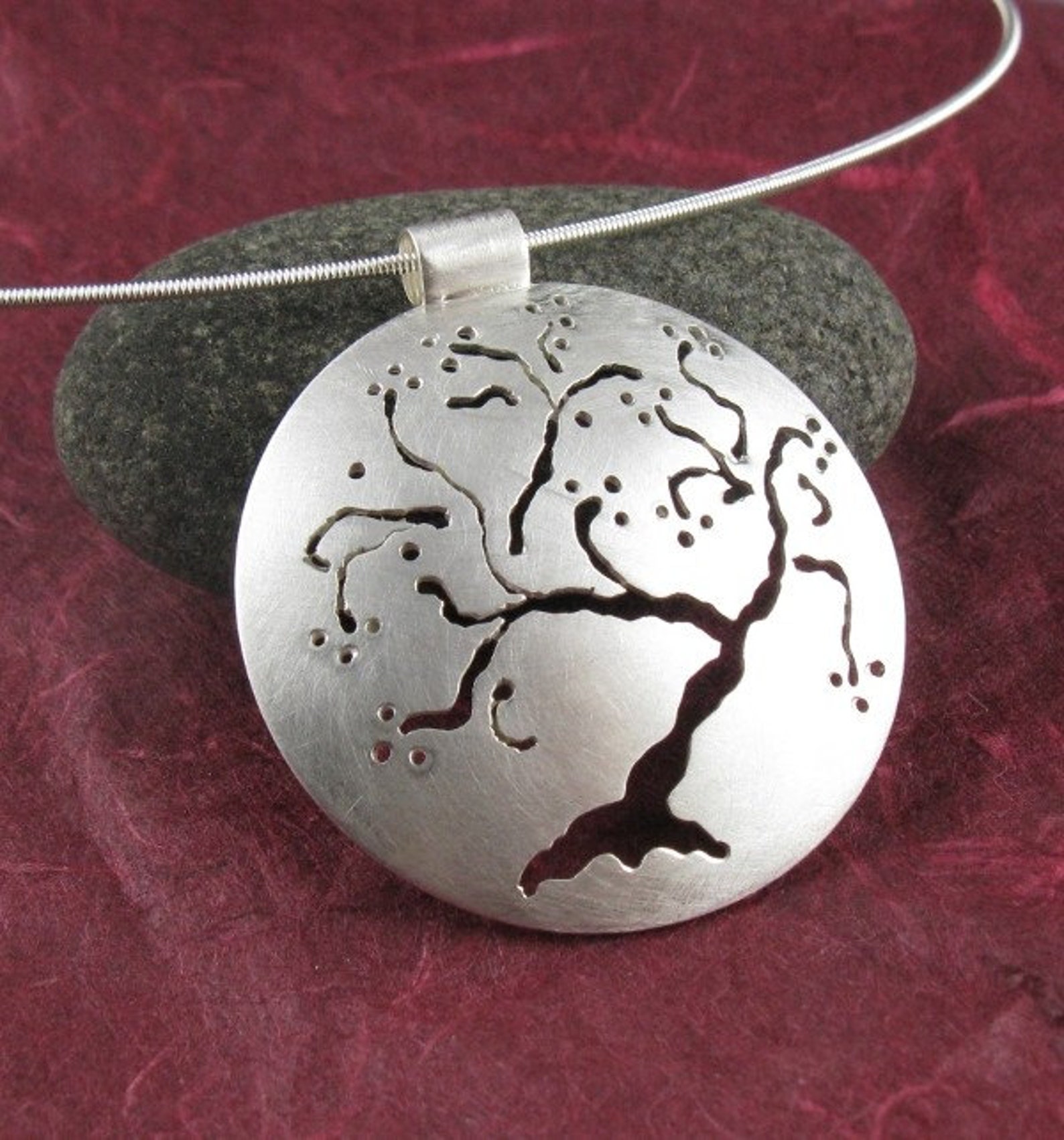 Sterling Silver Cherry Tree Pendant Handmade - Etsy