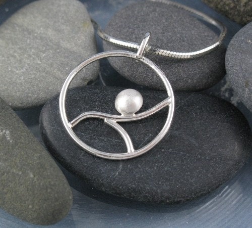 Tidal Small Sterling Silver Round Pendant-handmade - Etsy
