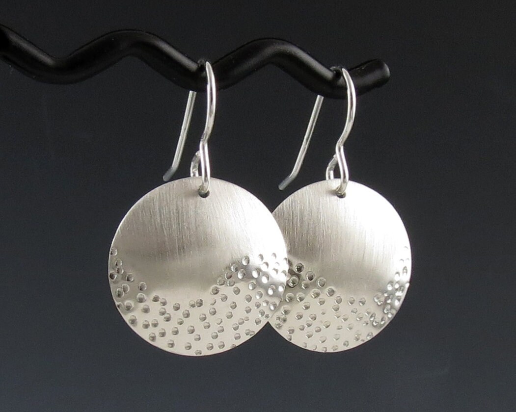 Zen Silver Small Round Earrings round Sand - Etsy UK