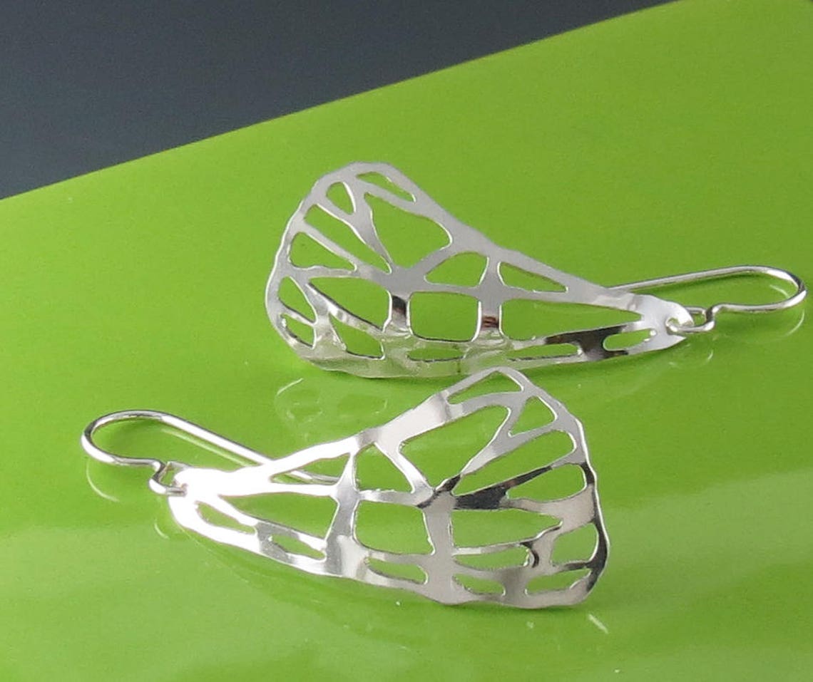 Sterling Silver Moth Butterfly Wing Earrings - Etsy