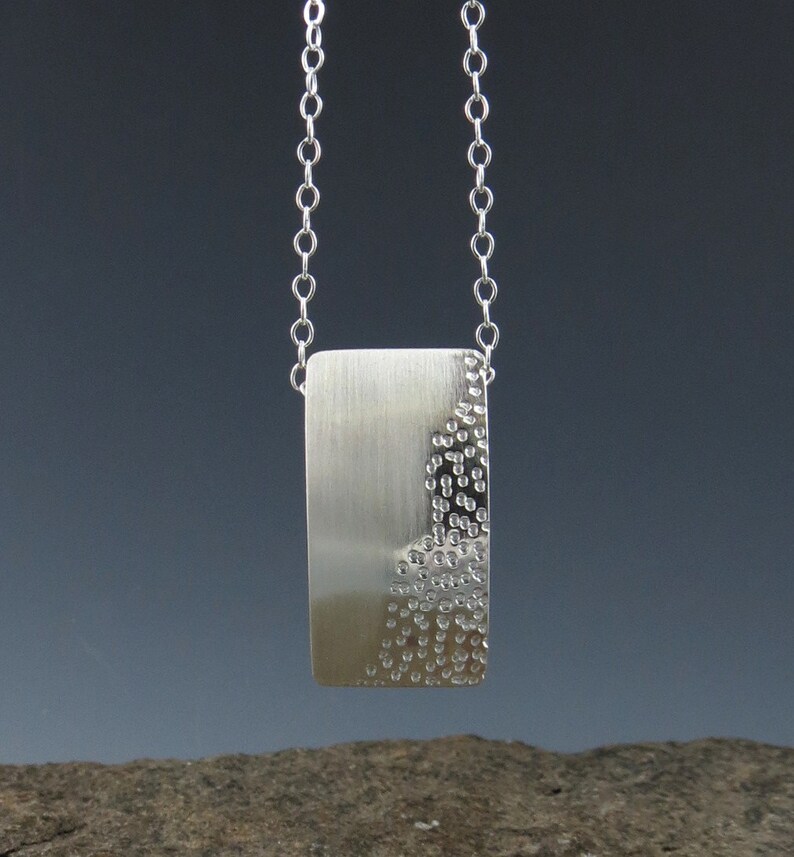 Zen Silver Rectangular Reversible Textured Pendant, "pebble Path and ...
