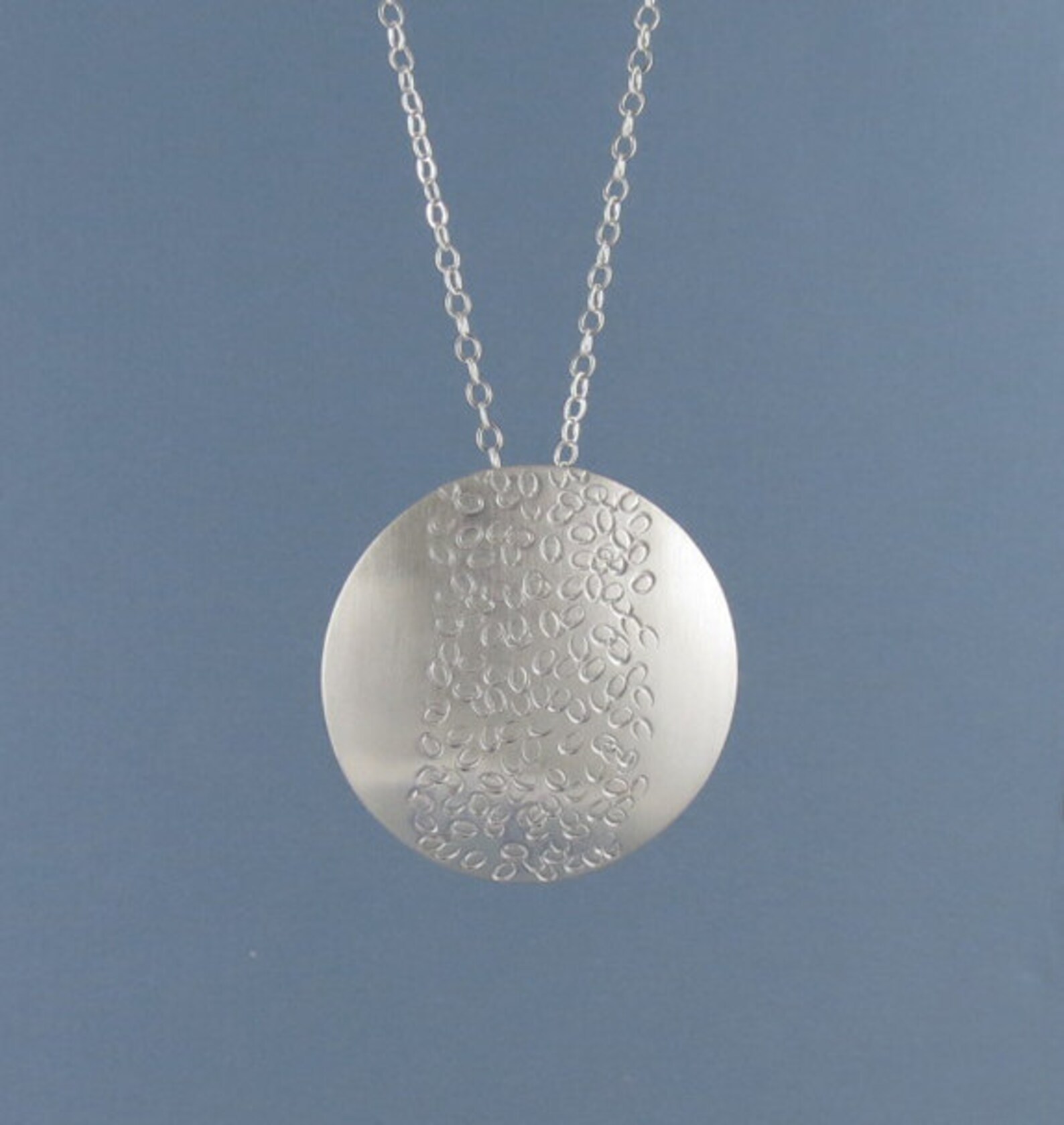 Round Sterling Silver Textured Pendant, "pebble Path Pendant" on ...