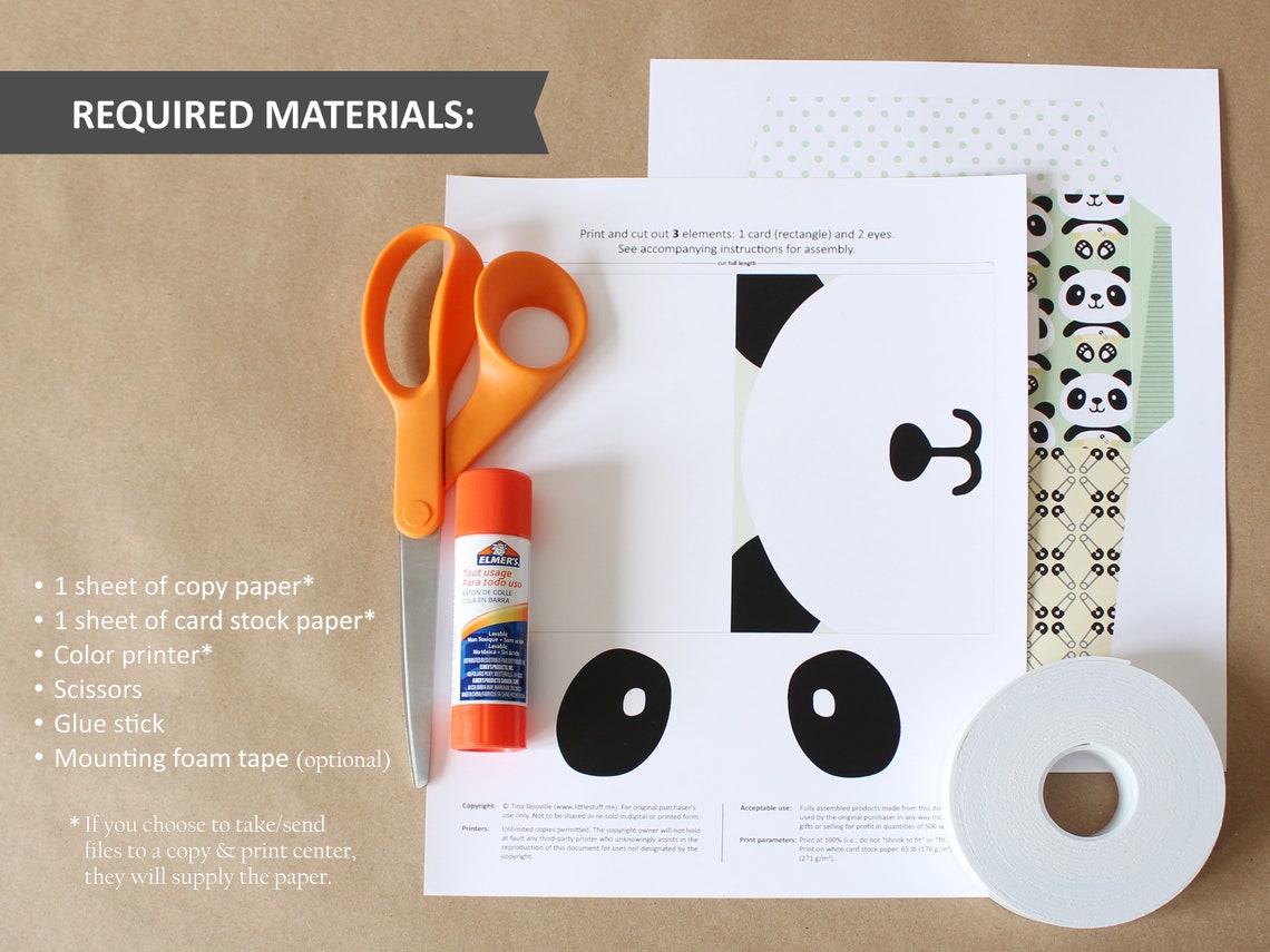 Baby Panda Card Printable Handmade Greeting Card & Matching | Etsy