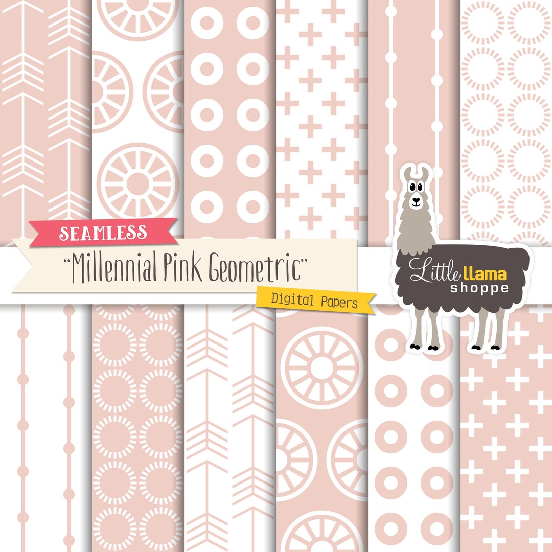 Blush Pink Digital Paper, Seamless Geometric Patterns, Mid-century ...