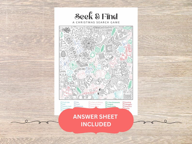 Christmas Hidden Object Search and Find | Printable Activity (digital ...