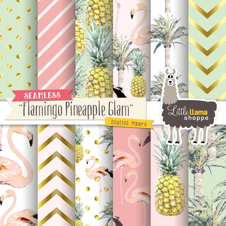 Pineapple Digital Pattern Paper Tropical Digital Seamless | Etsy