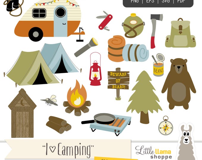 Camping Clipart Doodle Boys Camping Backpacking Hiking Campfire ...