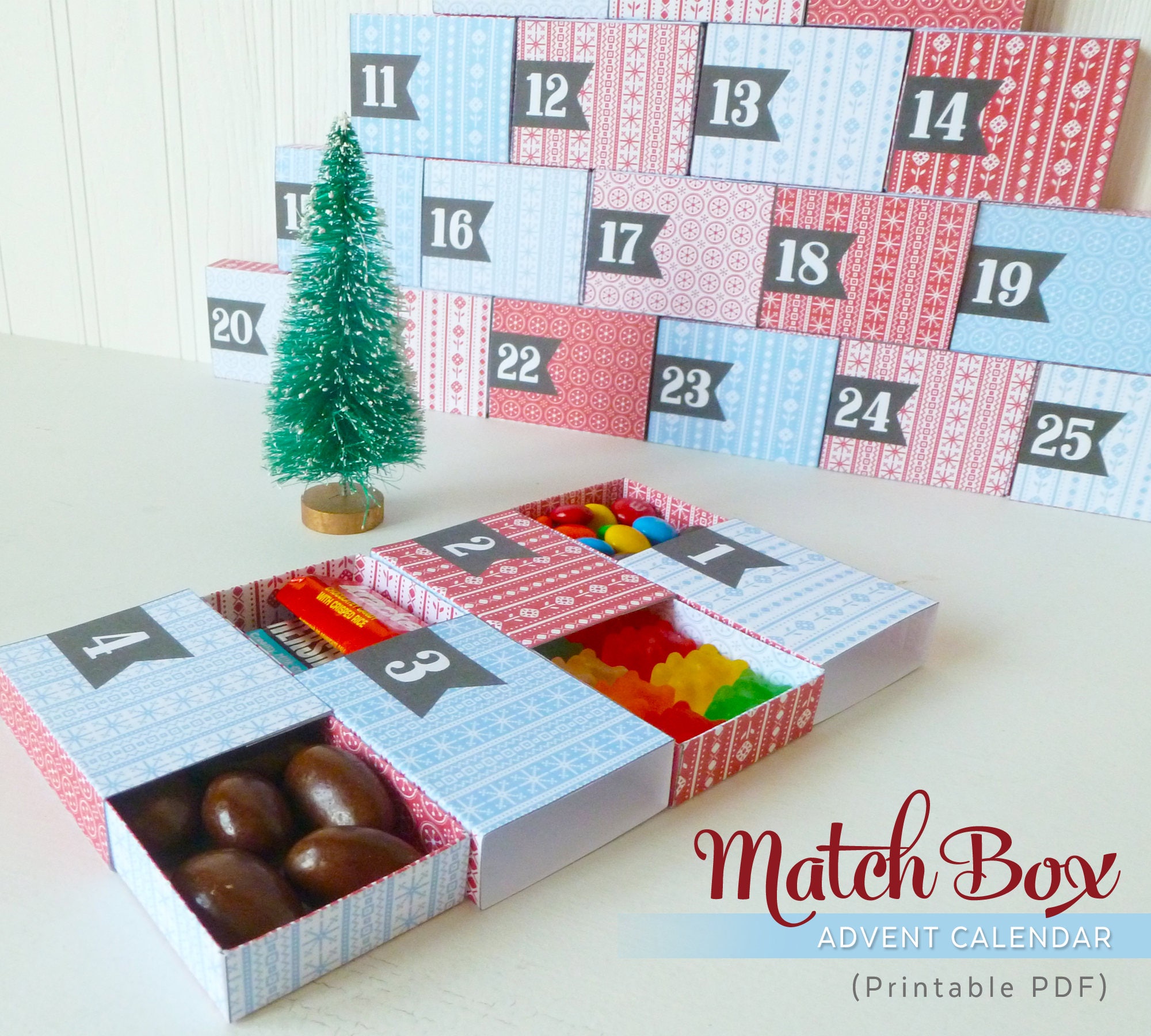 Advent Calendar Printable Countdown to Christmas Scandi | Etsy