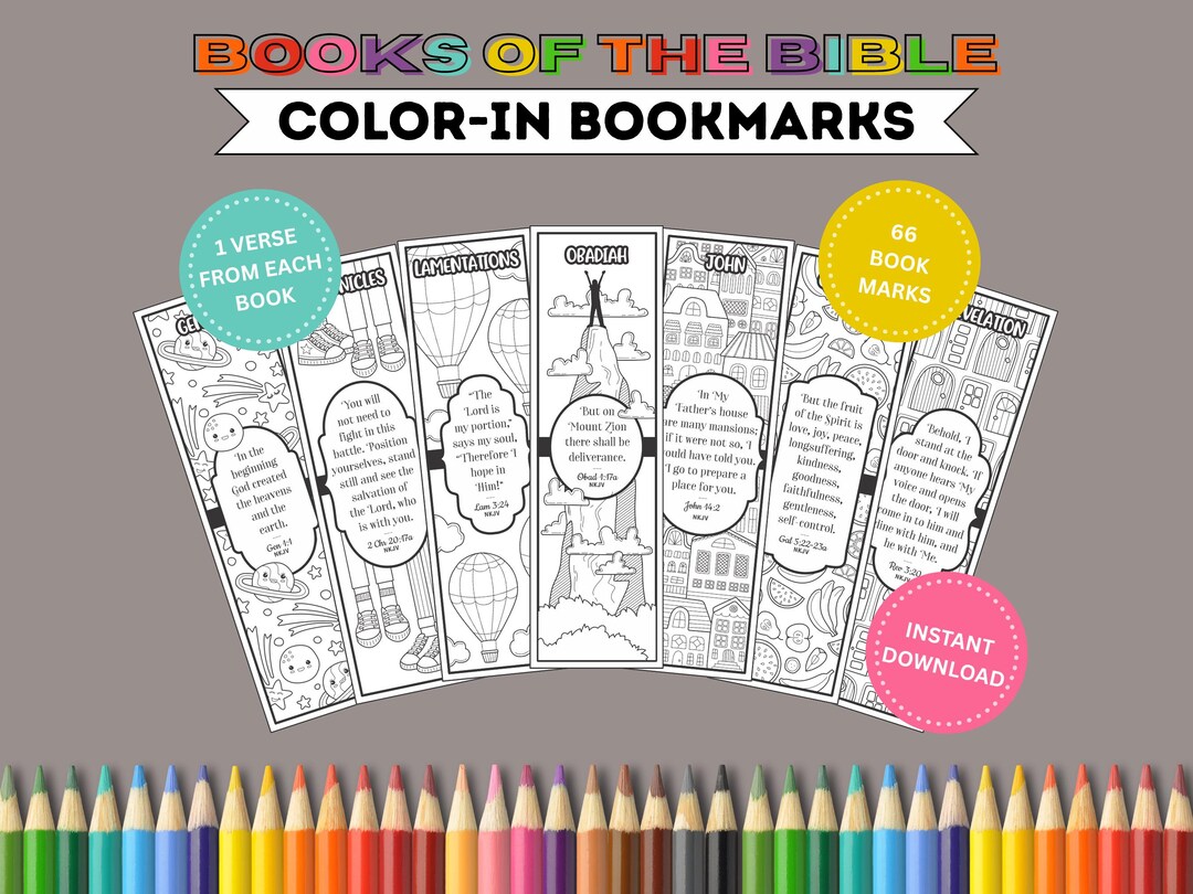 Books of the Bible Bookmarks: 66 Coloring Markers (PDF) - Etsy