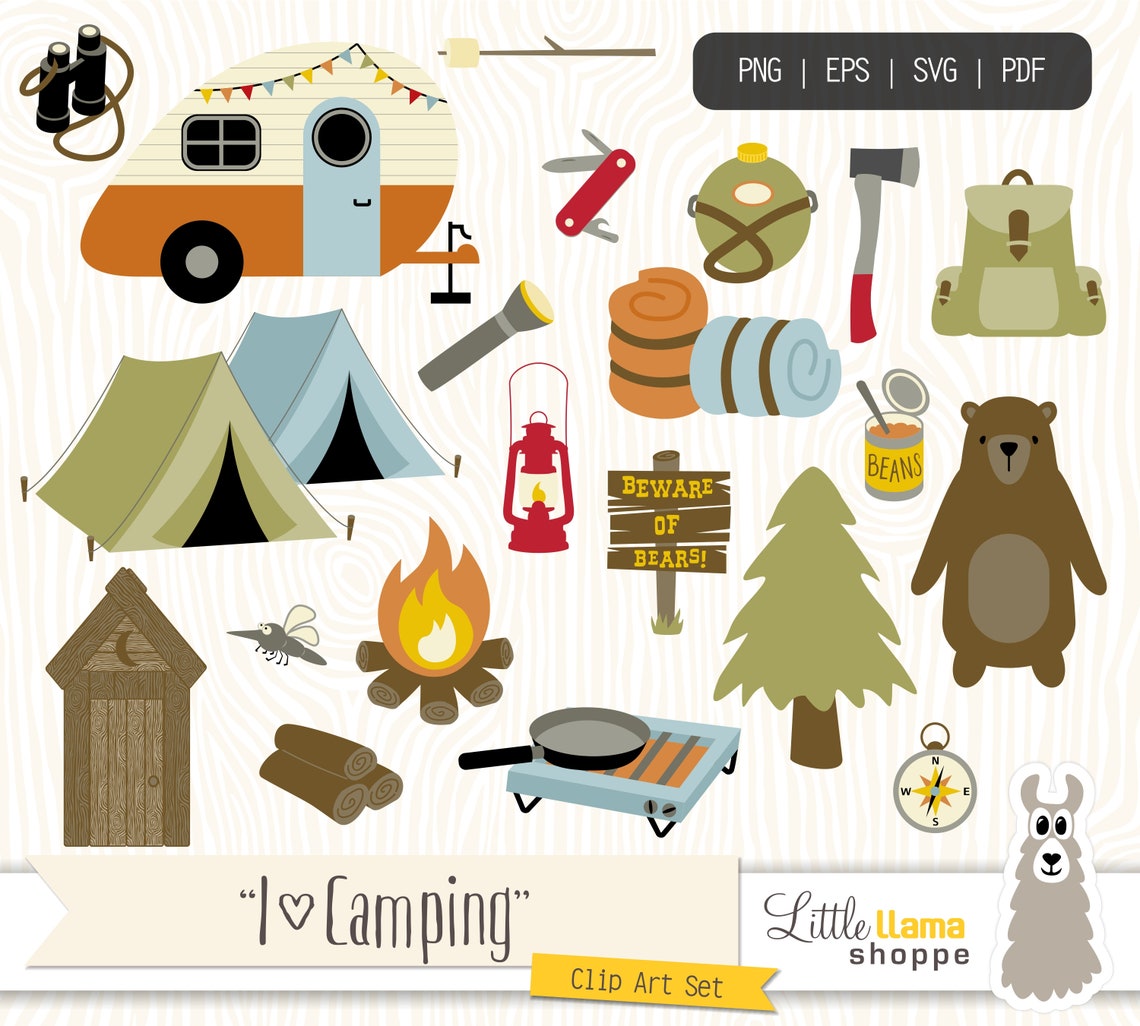 Camping Clipart Backpacking Clip Art Camp Clipart Hiking - Etsy