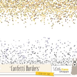 Confetti Border Clip Art, Gold Glitter Border Clipart, Silver Glitter ...