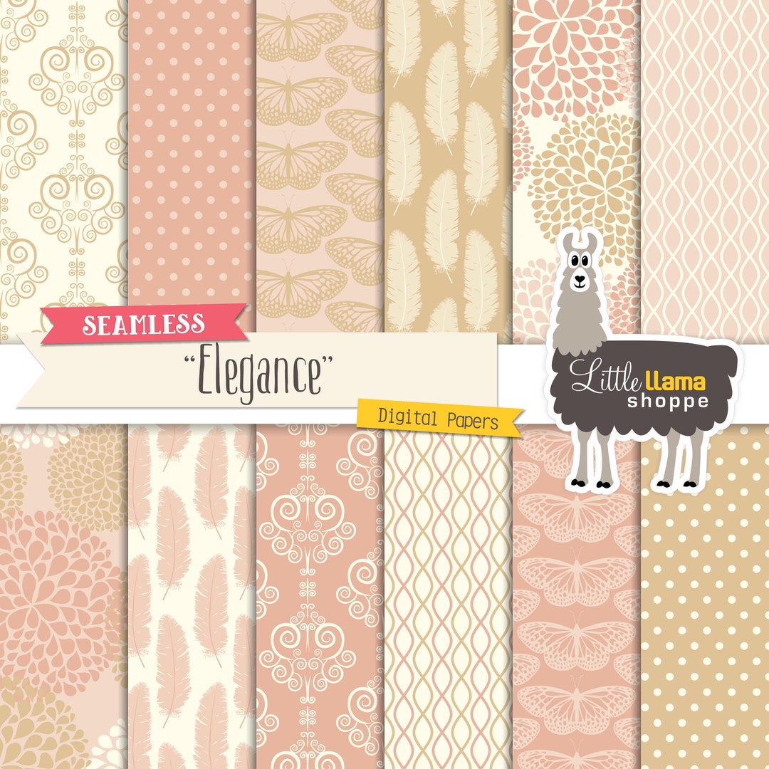 Blush and Gold Wedding Digital Paper, Seamless Elegant Pink Gold ...