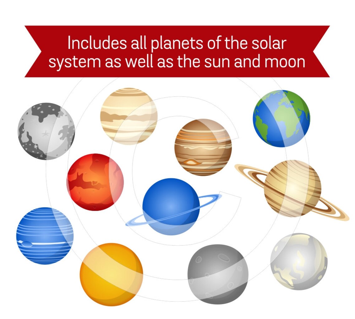 Space Clip Art Cosmic Astronomy Planets Rockets Astronaut Sun - Etsy