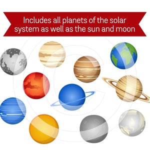 Space Clip Art, Cosmic Astronomy Planets Rockets Astronaut Sun Moon ...