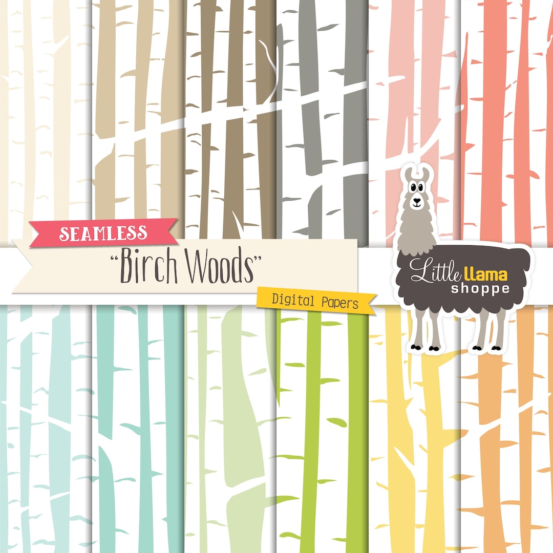 Birch Forest Digital Paper: Seamless Tileable Woods Pattern (digital ...