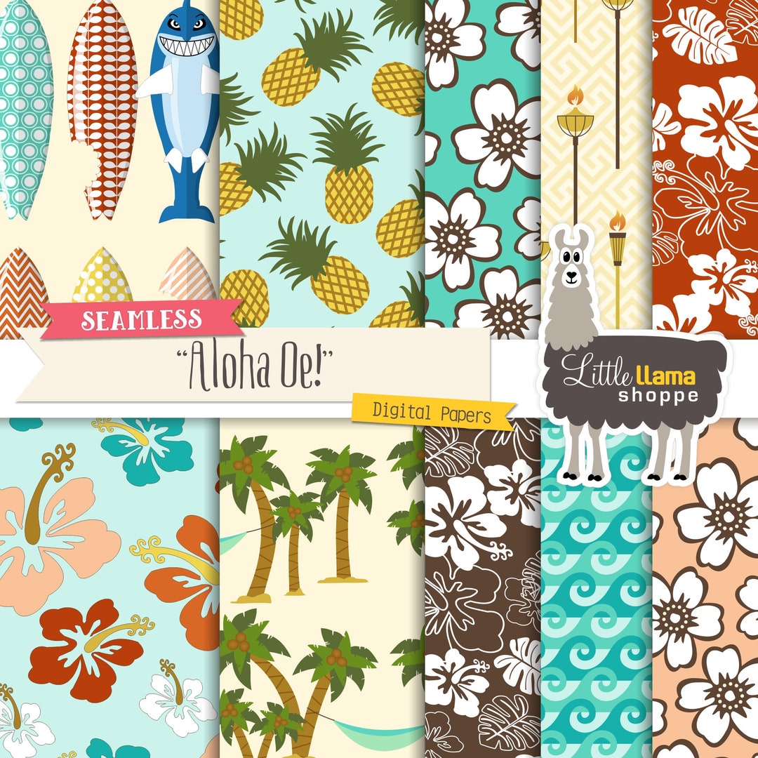 Tropical Beach Digital Paper: Seamless Surf Hawaiian Patterns (jpgs) - Etsy