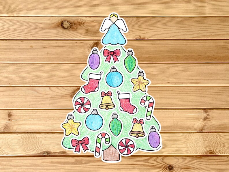 Decorate a Christmas Tree Printable Craft | Kids Coloring, Cut-and ...
