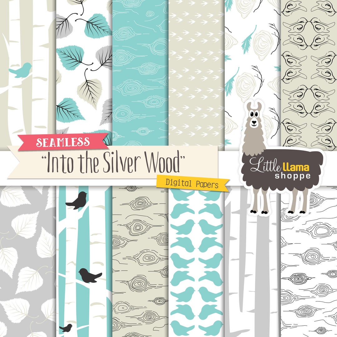 Birch Forest Digital Paper: Seamless Woodland Patterns (digital ...