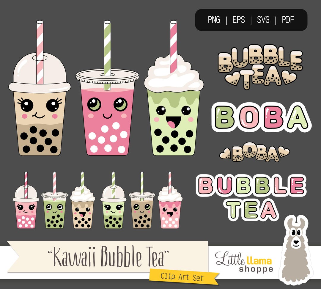 Cute Boba Clipart | Bubble Tea Clip Art | Clean and Simple Kawaii Style ...