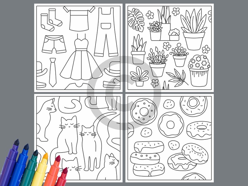 Square Coloring Pages, Seamless Tiling Patterns, Bold Line Art for Kids ...