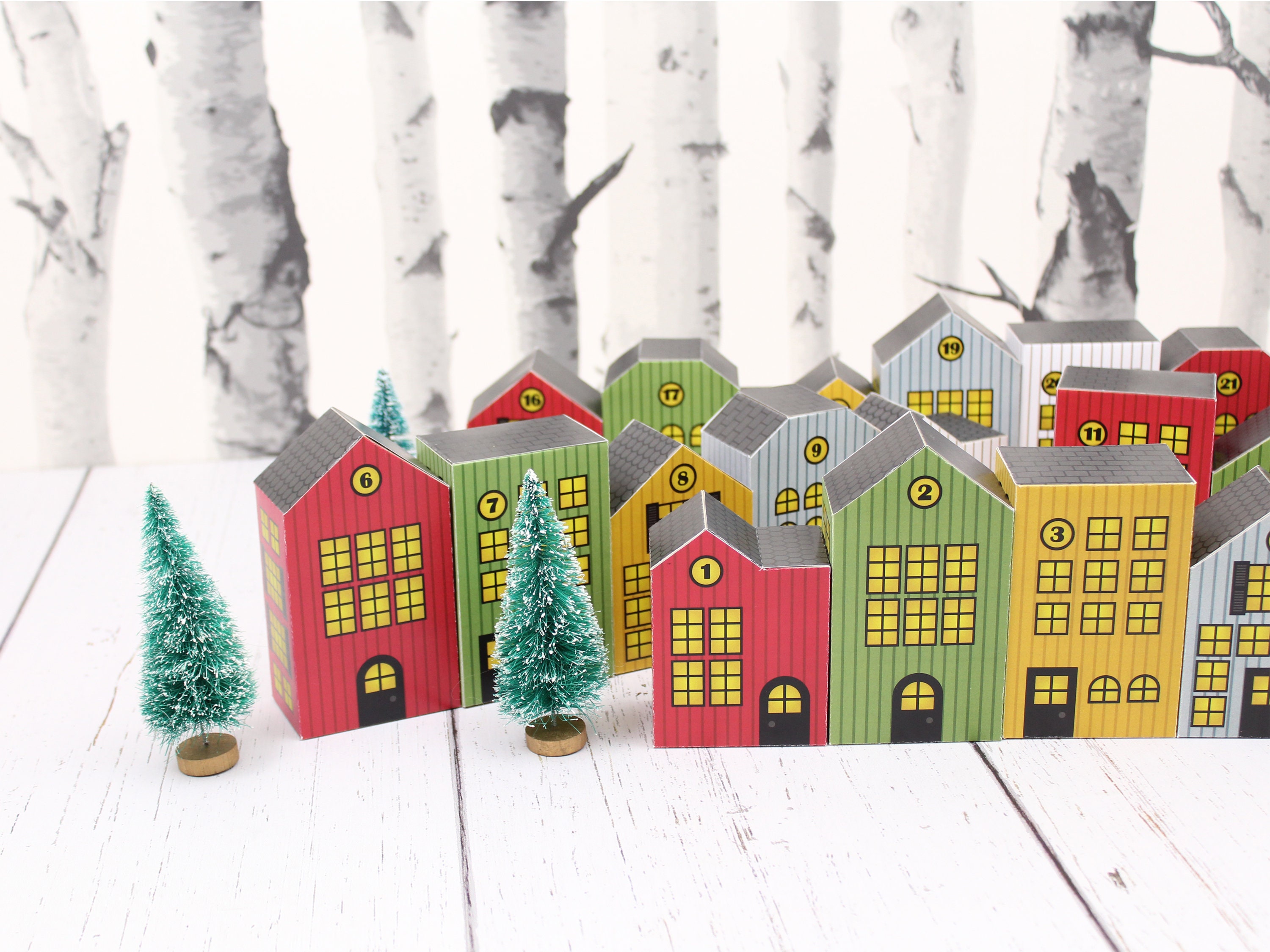 Printable Paper Houses | Advent Village | Christmas Countdown | Instant ...