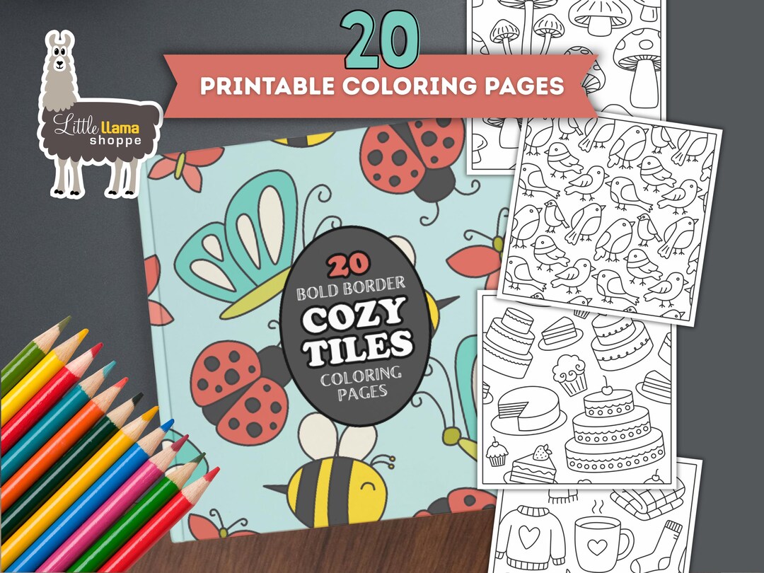 Square Coloring Pages, Seamless Tiling Patterns, Bold Line Art for Kids ...