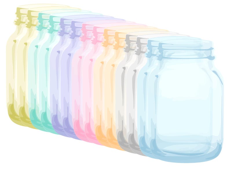Mason Jar Clipart Set: Colored Glass PNG SVG Graphics (commercial Use ...